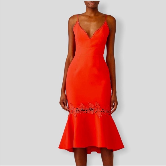 NICHOLAS | Dresses | Sales Nicholas Phoenix Dress Midi In Orange Red ...
